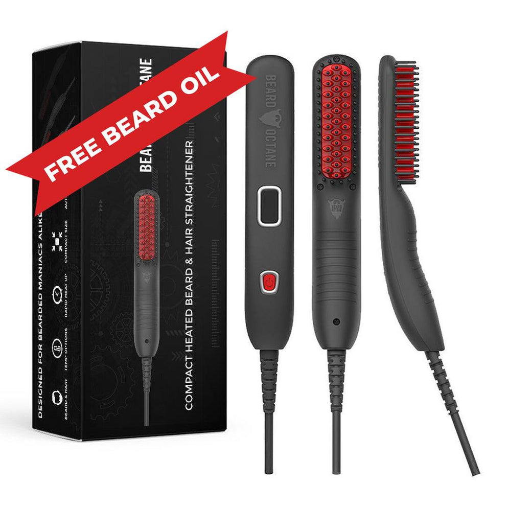 Beard Octane Beard Straightener - Heated Beard Brush For Men - Beard Octane